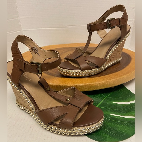 Crown Vintage | Shoes | Crown Vintage Maggie Studded Cork Wedge Sandals ...